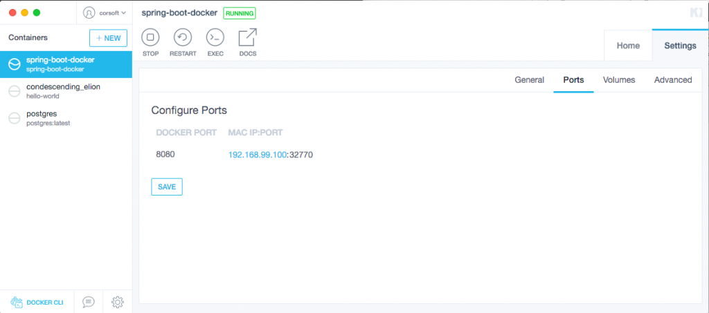 Example of a Spring Boot Microservice running on OSX/Docker Toolbox - adrian milne